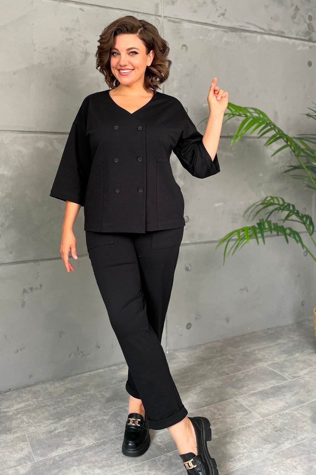 Костюм брючный 2136 черный Rumoda купить в интернет магазине Велесмода